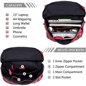 Bags | Women Pu Leather Backpack Purse Convertible Ladies Fashion Red ...